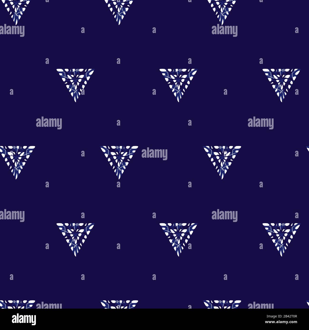 Vector blue shibori simple triangles polka dot seamless pattern ...