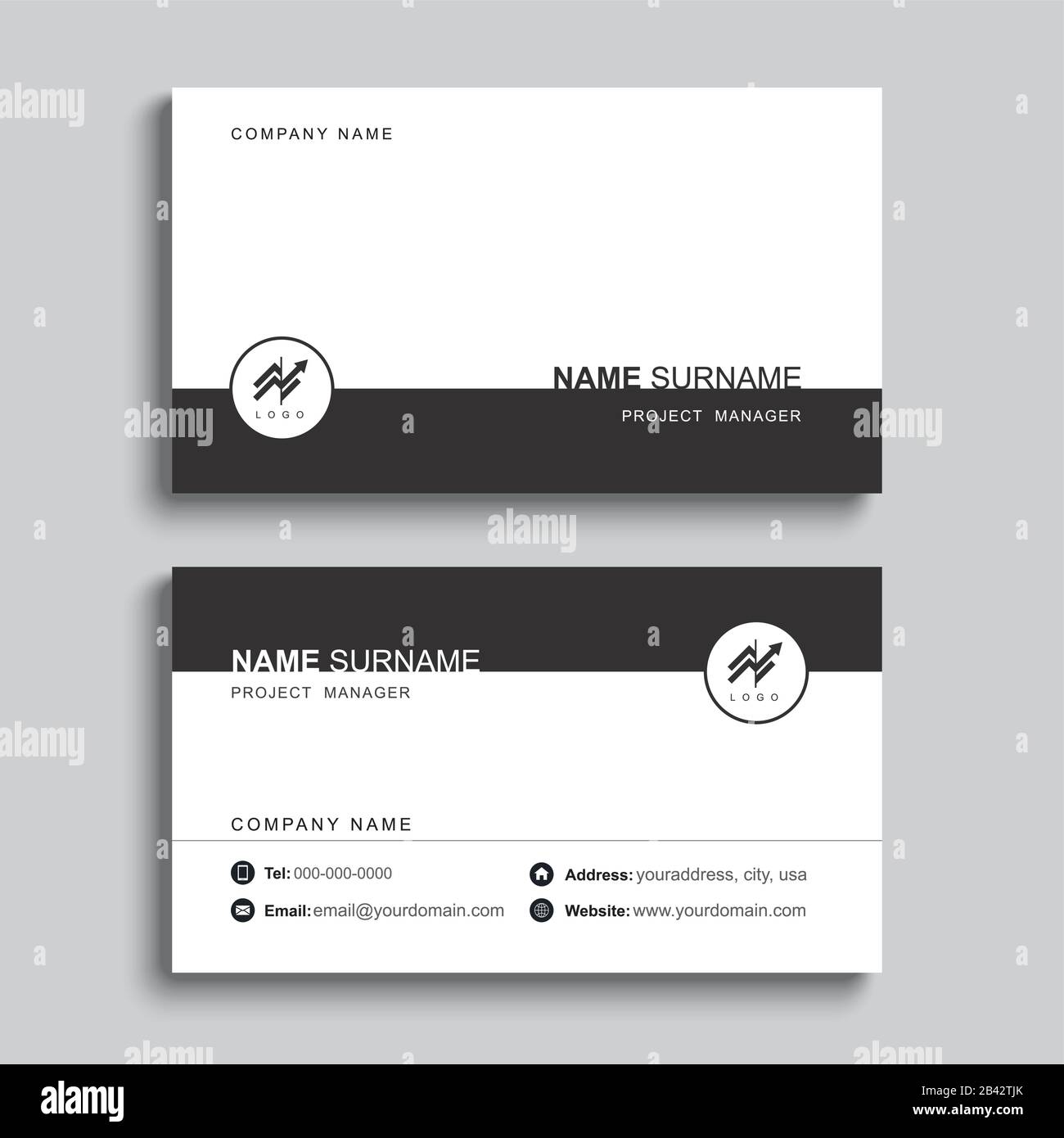 Minimal business card print template design. Black color and simple ...