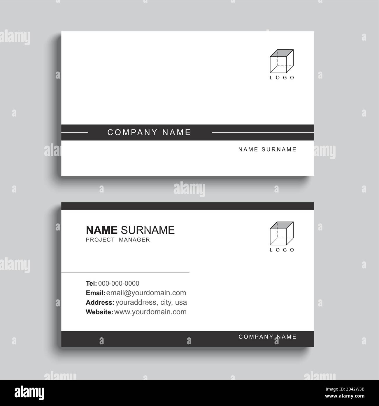 Minimal business card print template design. Black color and simple ...