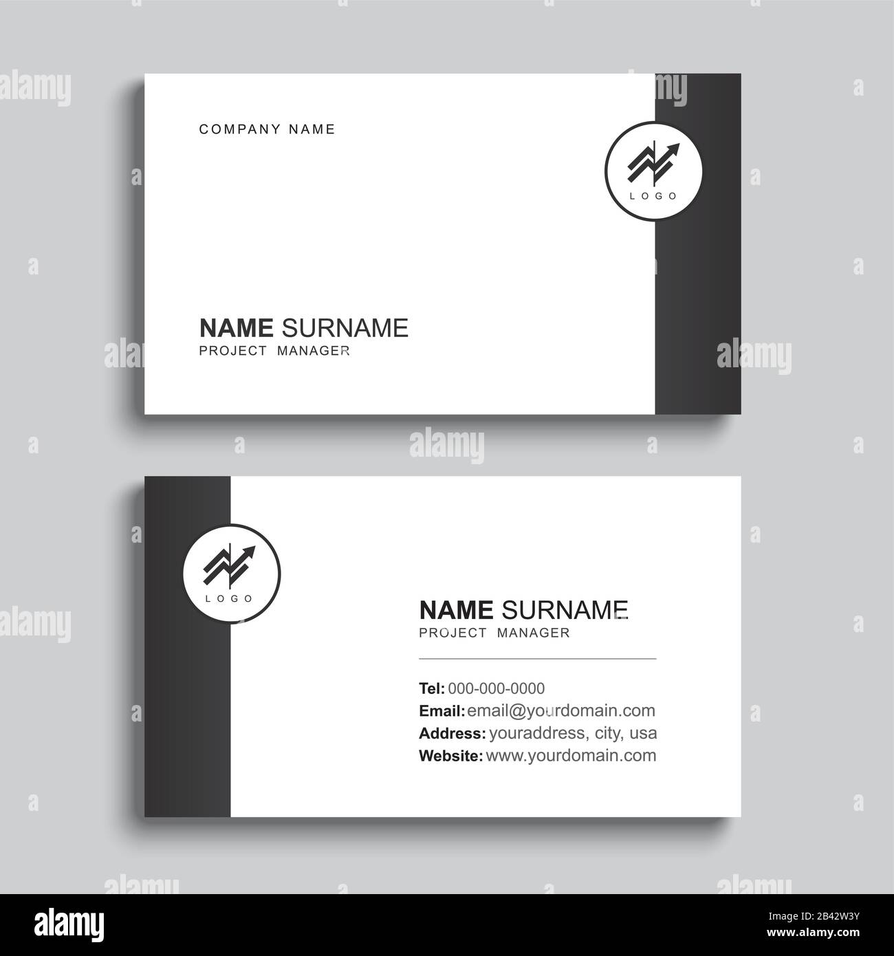 Minimal business card print template design. Black color and simple ...