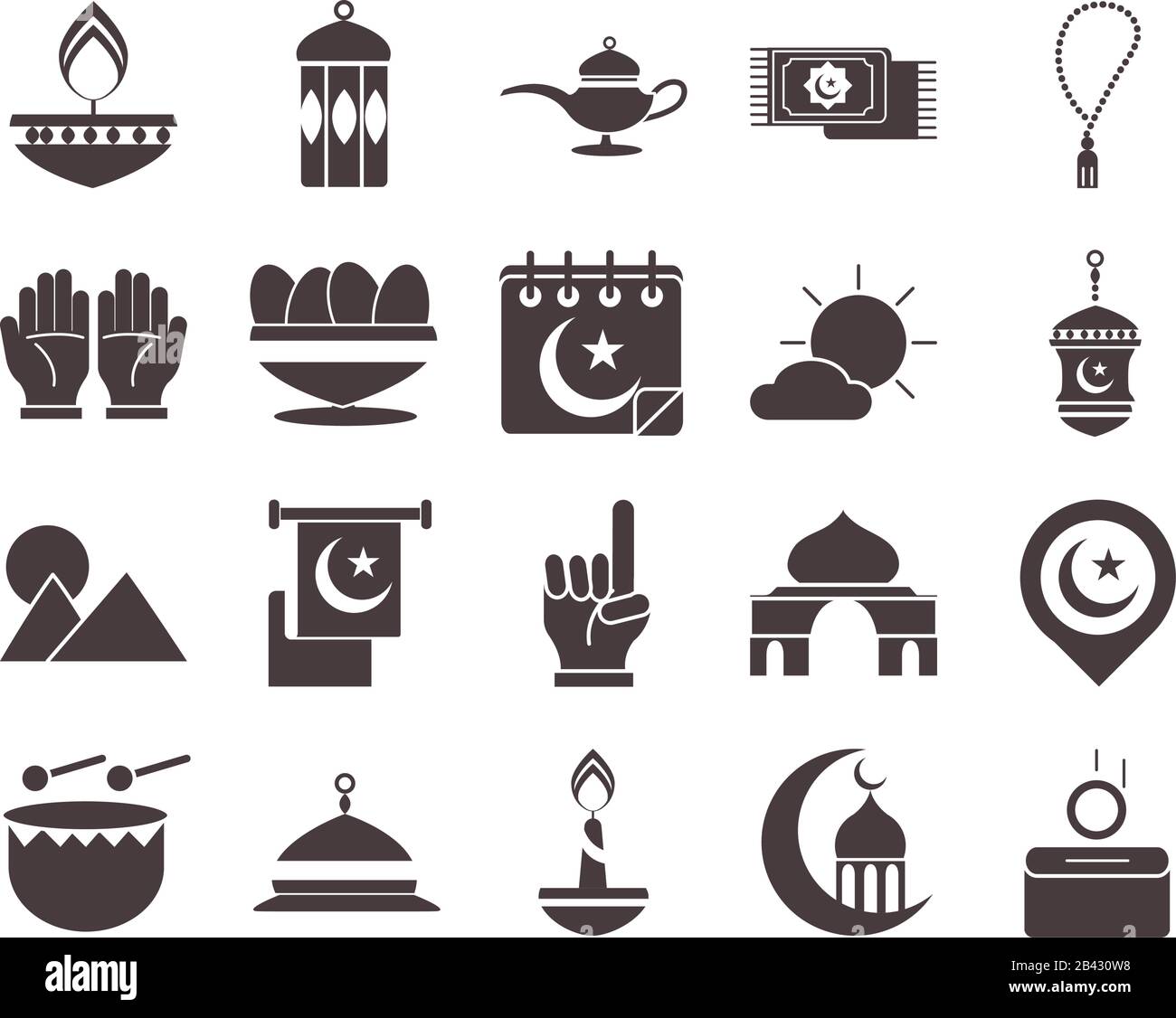 ramadan arabic islamic celebration icon set vector illustration ...