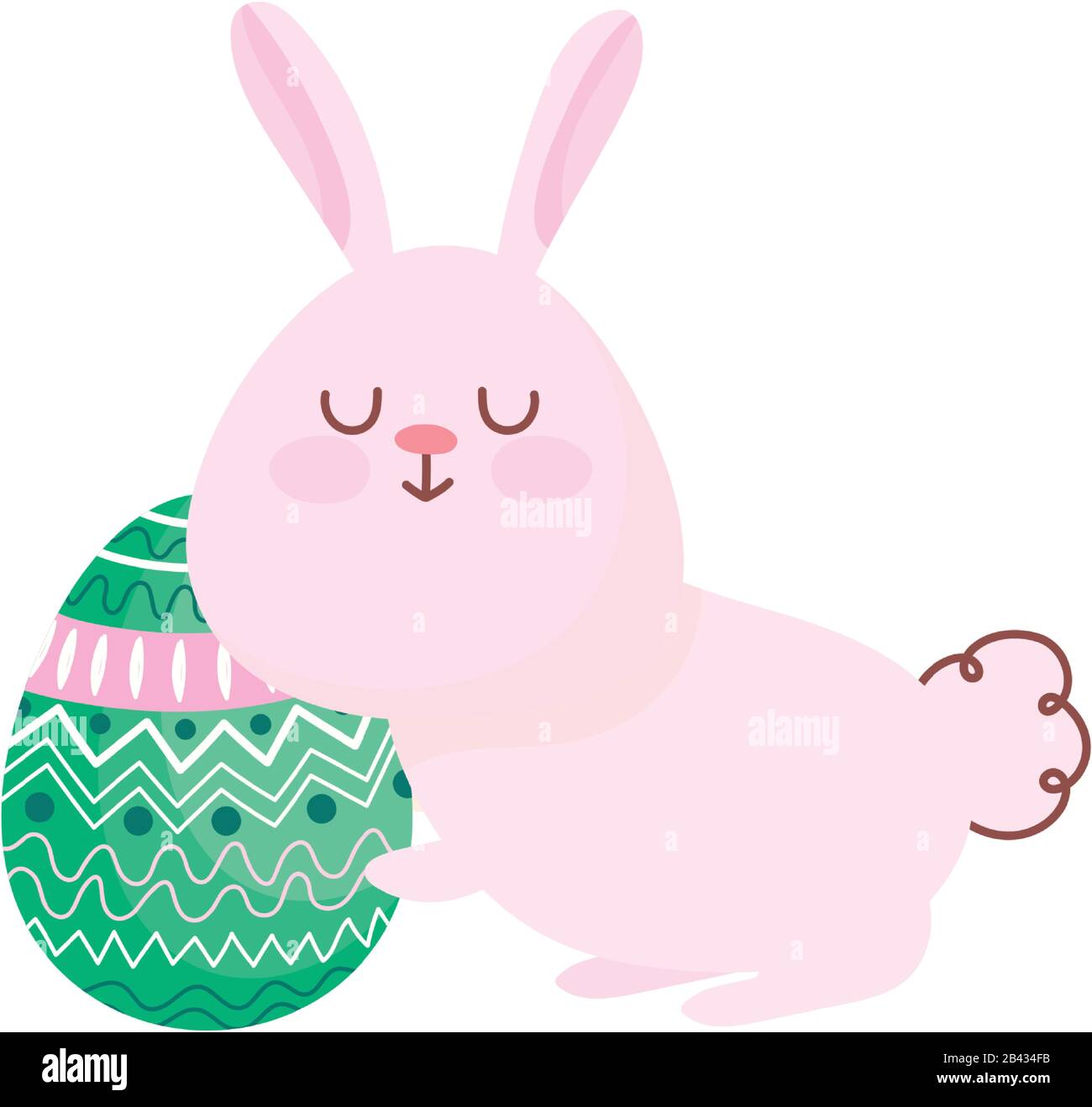 happy easter, cute rabbit with egg decoration ornament vector ...