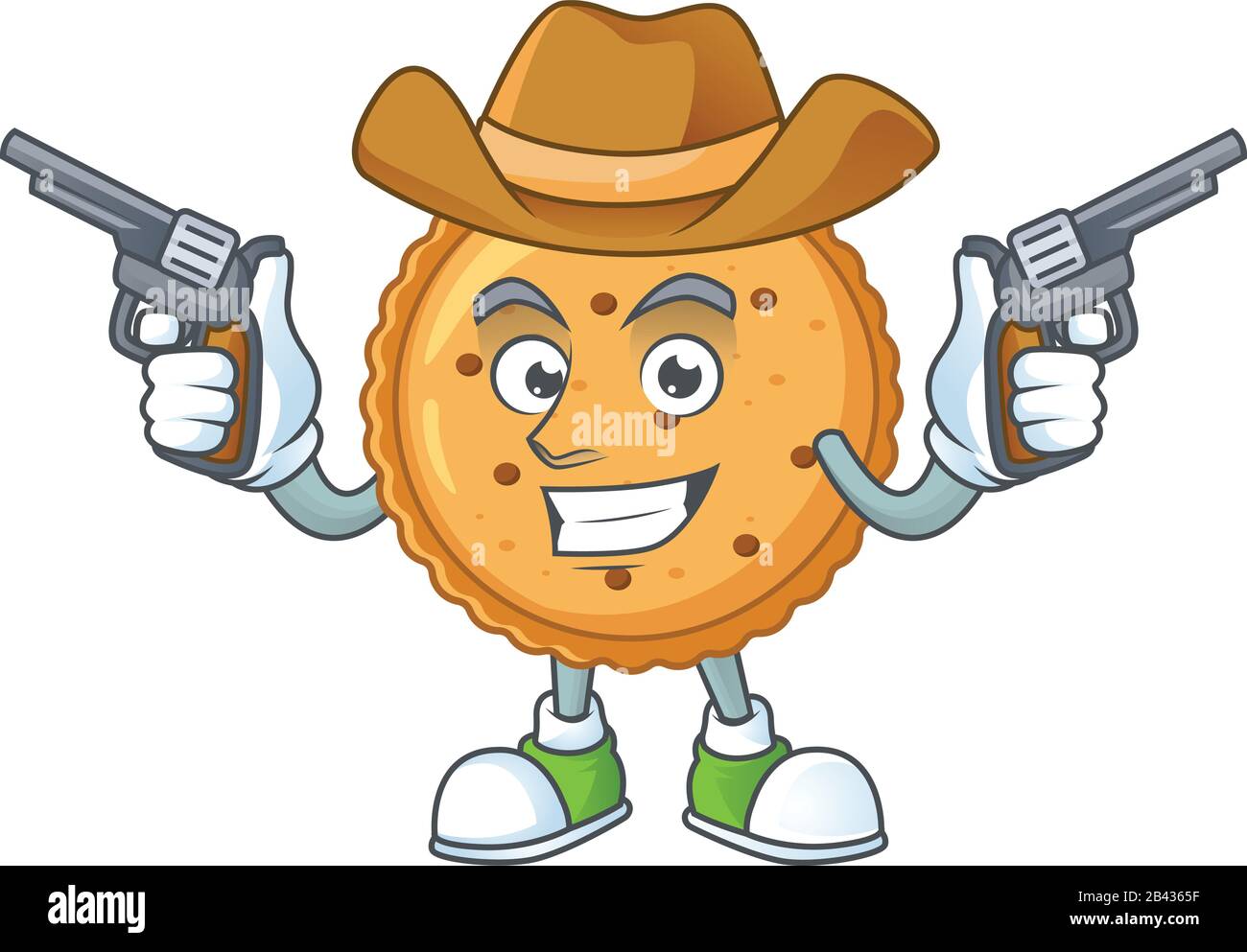 The brave of peanut butter cookies Cowboy cartoon character holding ...