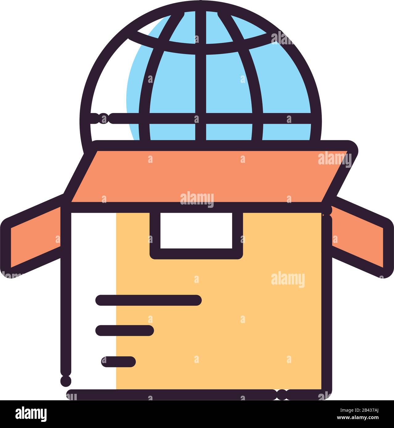 Box and global sphere fill style icon design, Delivery logistics ...