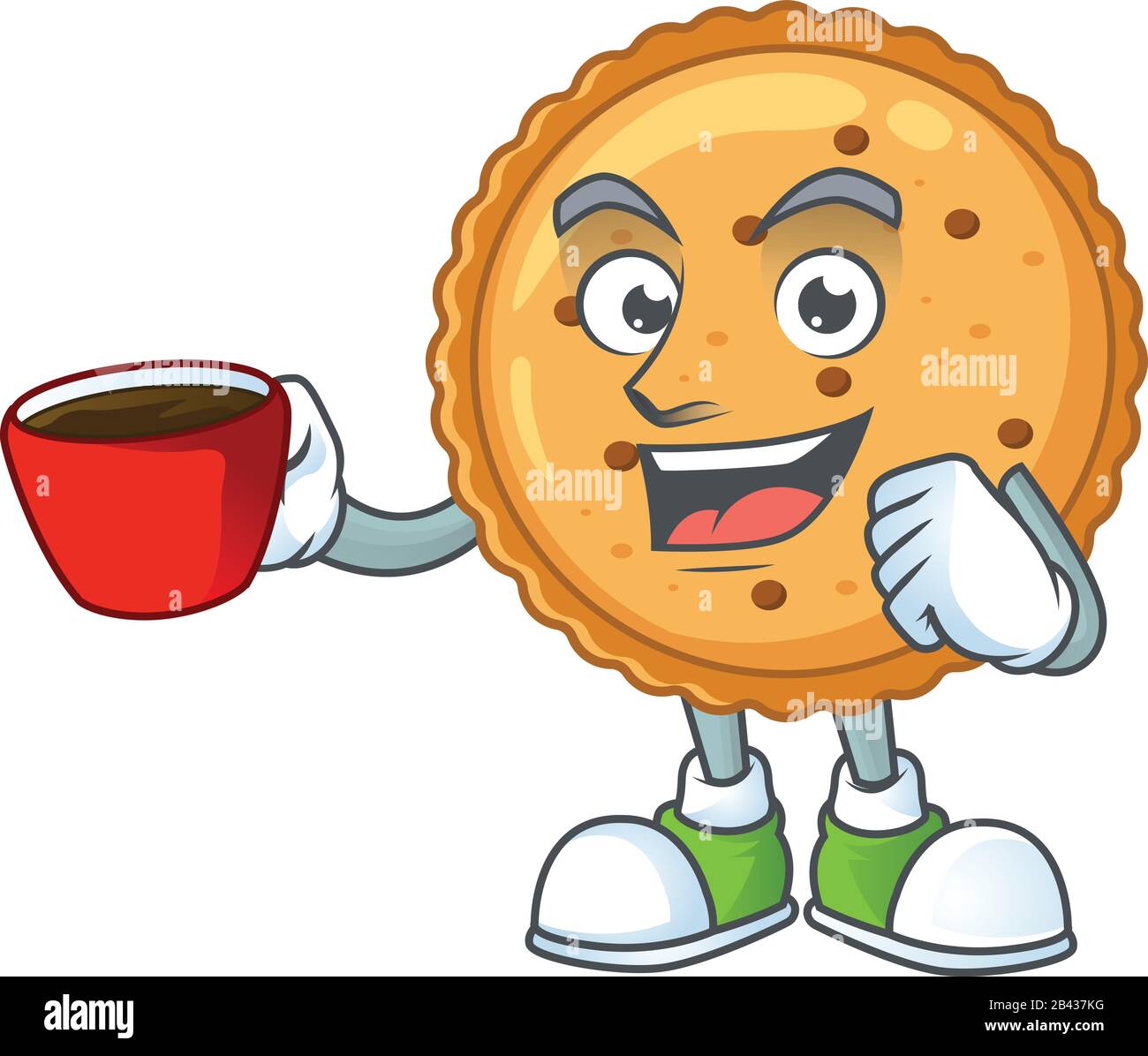 Cool peanut butter cookies cartoon character with a cup of coffee Stock ...