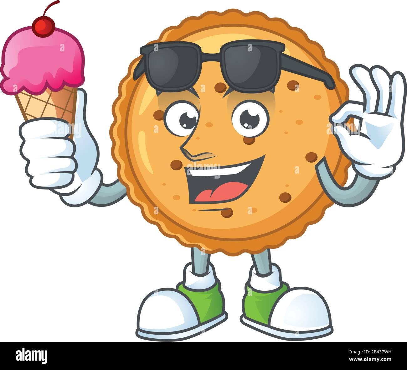 Peanut butter cookies mascot cartoon style eating an ice cream Stock ...