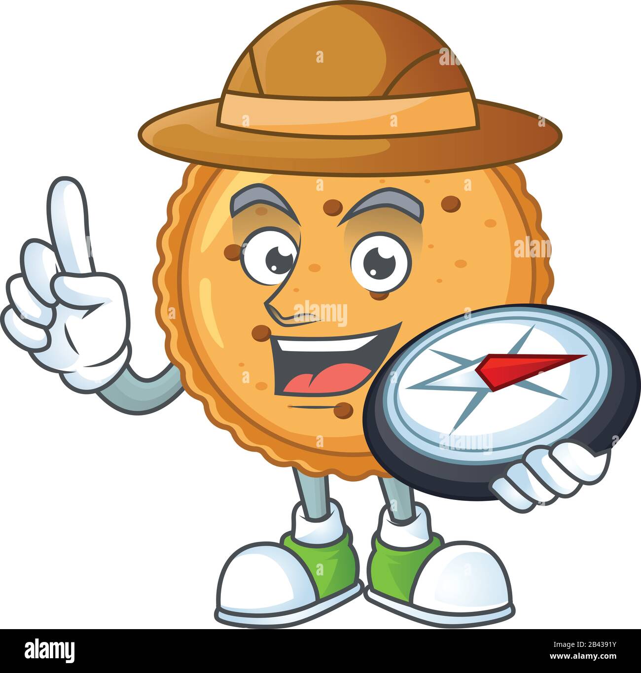 A peanut butter cookies explorer cartoon design having a compass Stock ...