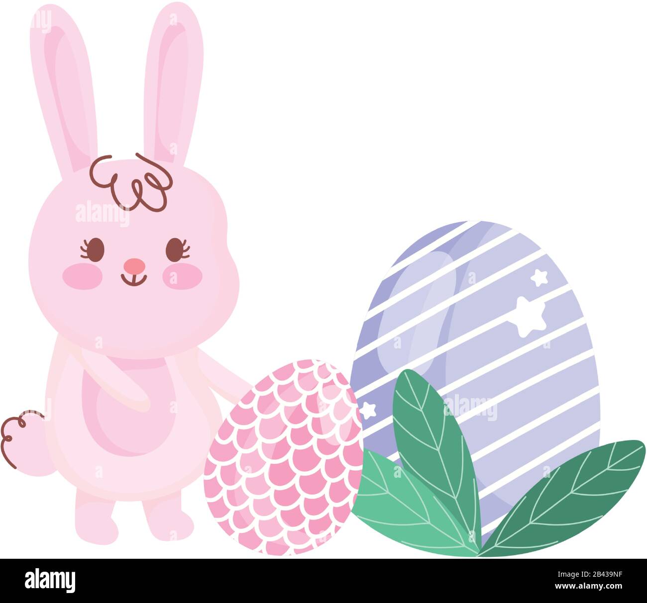 happy easter day rabbit with eggs decoration cartoon vector ...
