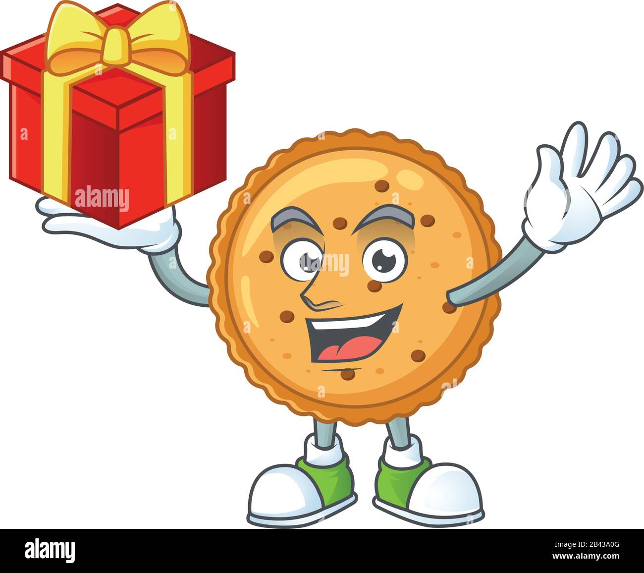 cartoon character of peanut butter cookies with a box of gift Stock ...