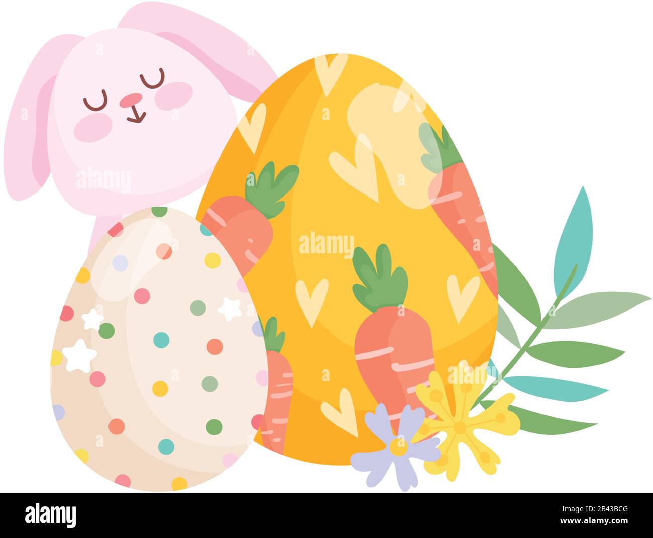 happy easter bunny egg painting with carrots and dotted egg flowers ...