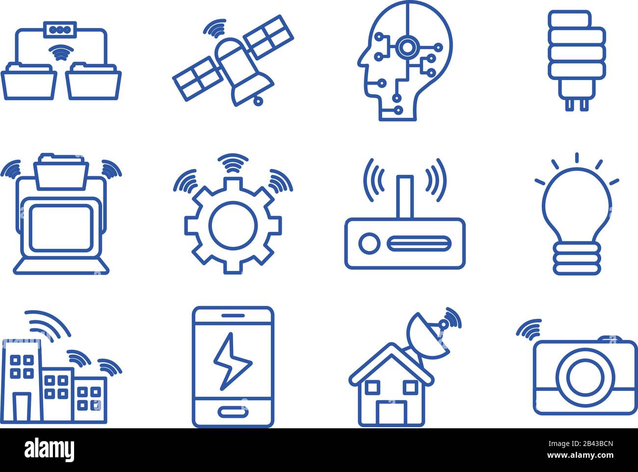line style icon set design, technology internet digital communication ...