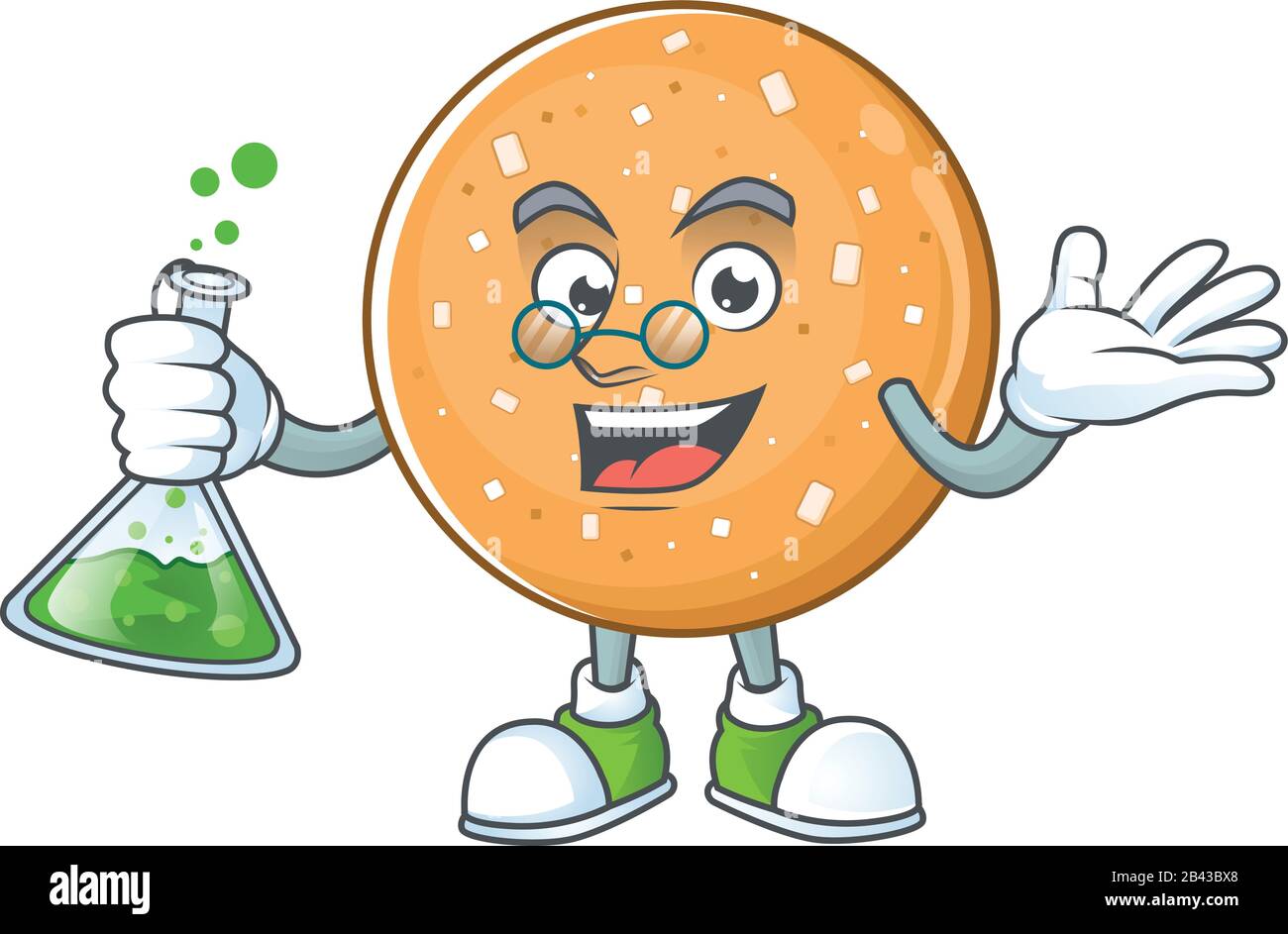 A genius Professor sugar cookies cartoon character with glass tube ...