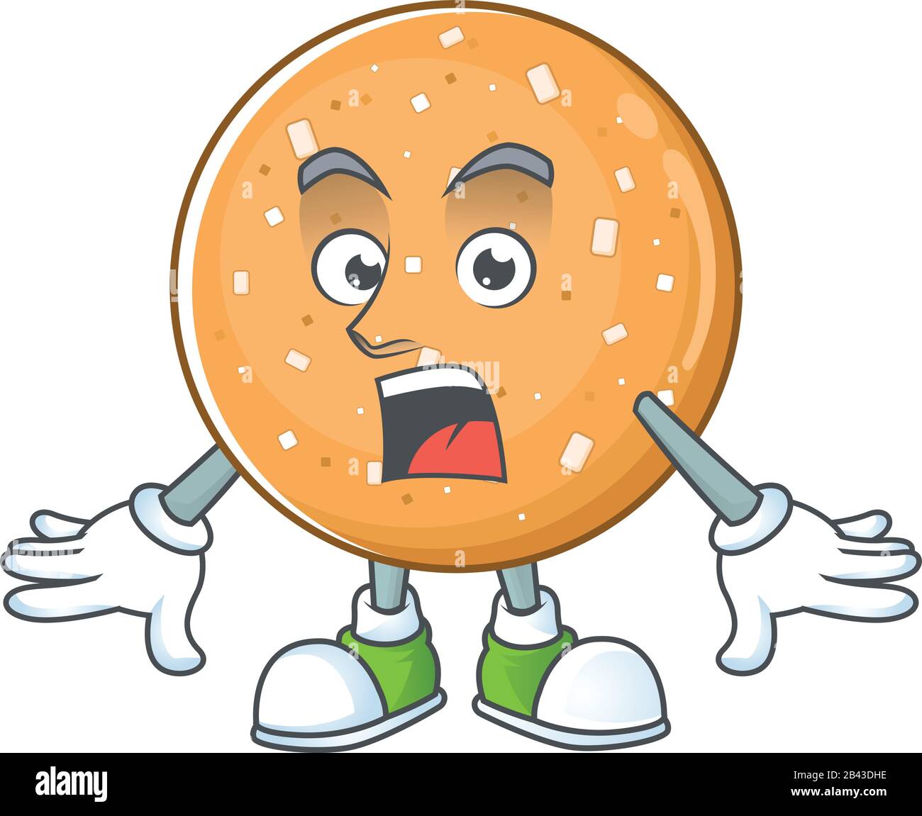 cartoon character design of sugar cookies with a surprised gesture ...