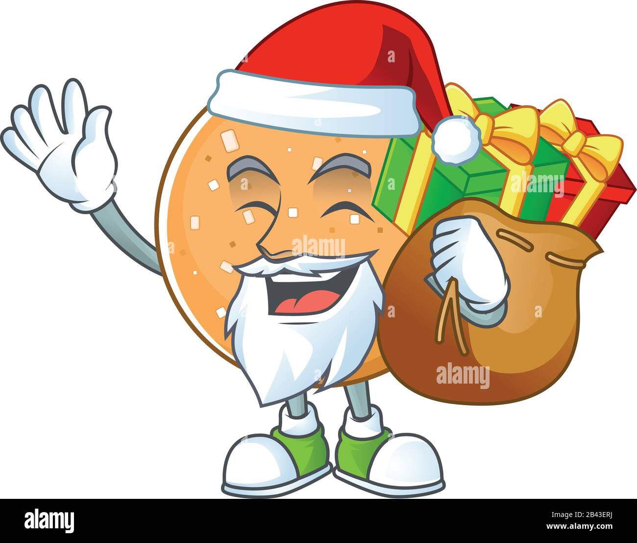 Santa sugar cookies Cartoon design having a sack of gifts Stock Vector ...