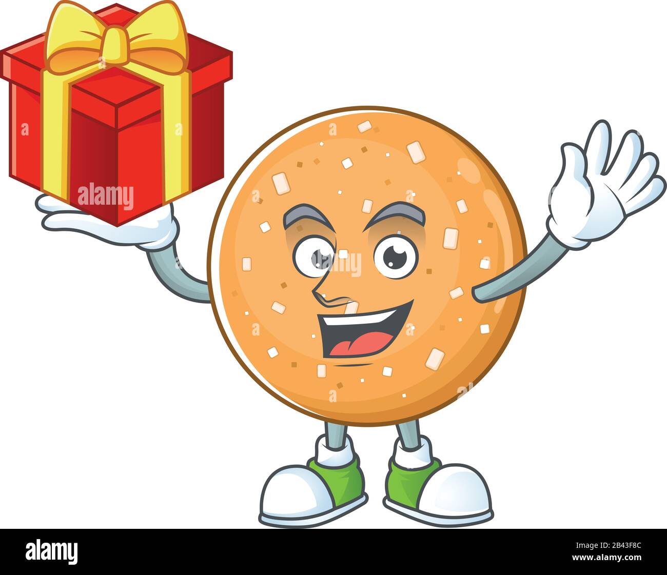 cartoon character of sugar cookies with a box of gift Stock Vector ...