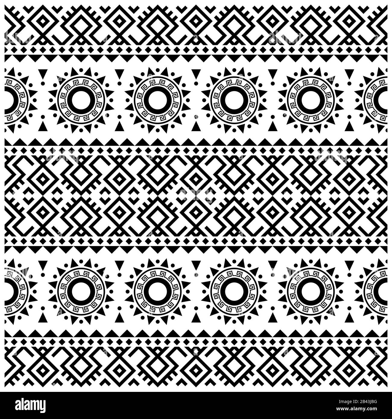 Aztec Ethnic Seamless Pattern Design In Black And White Color Tribal