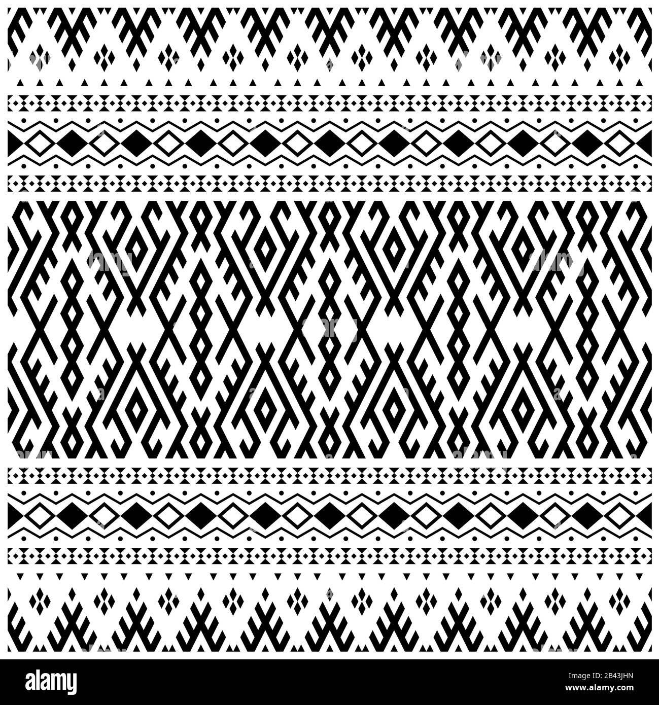 Aztec ethnic seamless pattern design in black and white color. Tribal ...