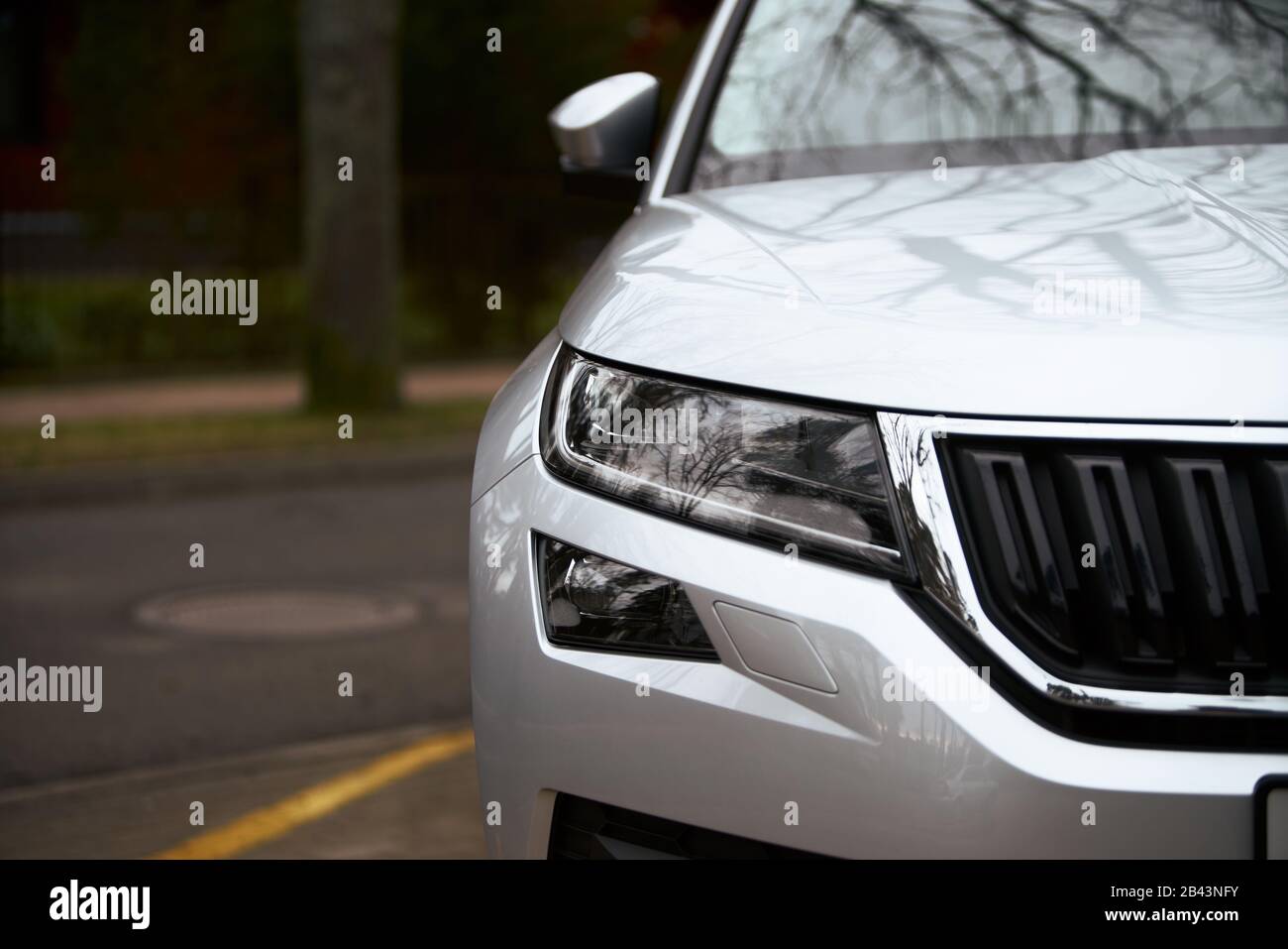 Macro view of modern white car lamp headlight Stock Photo - Alamy