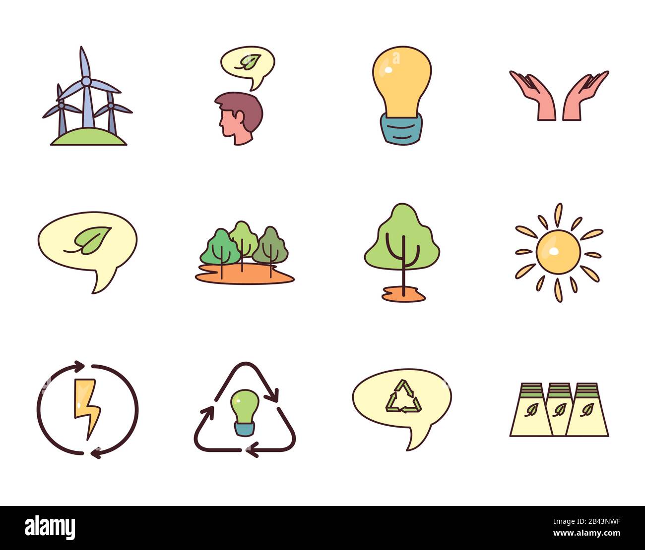 fill style icon set design, Ecology eco save green natural organic ...