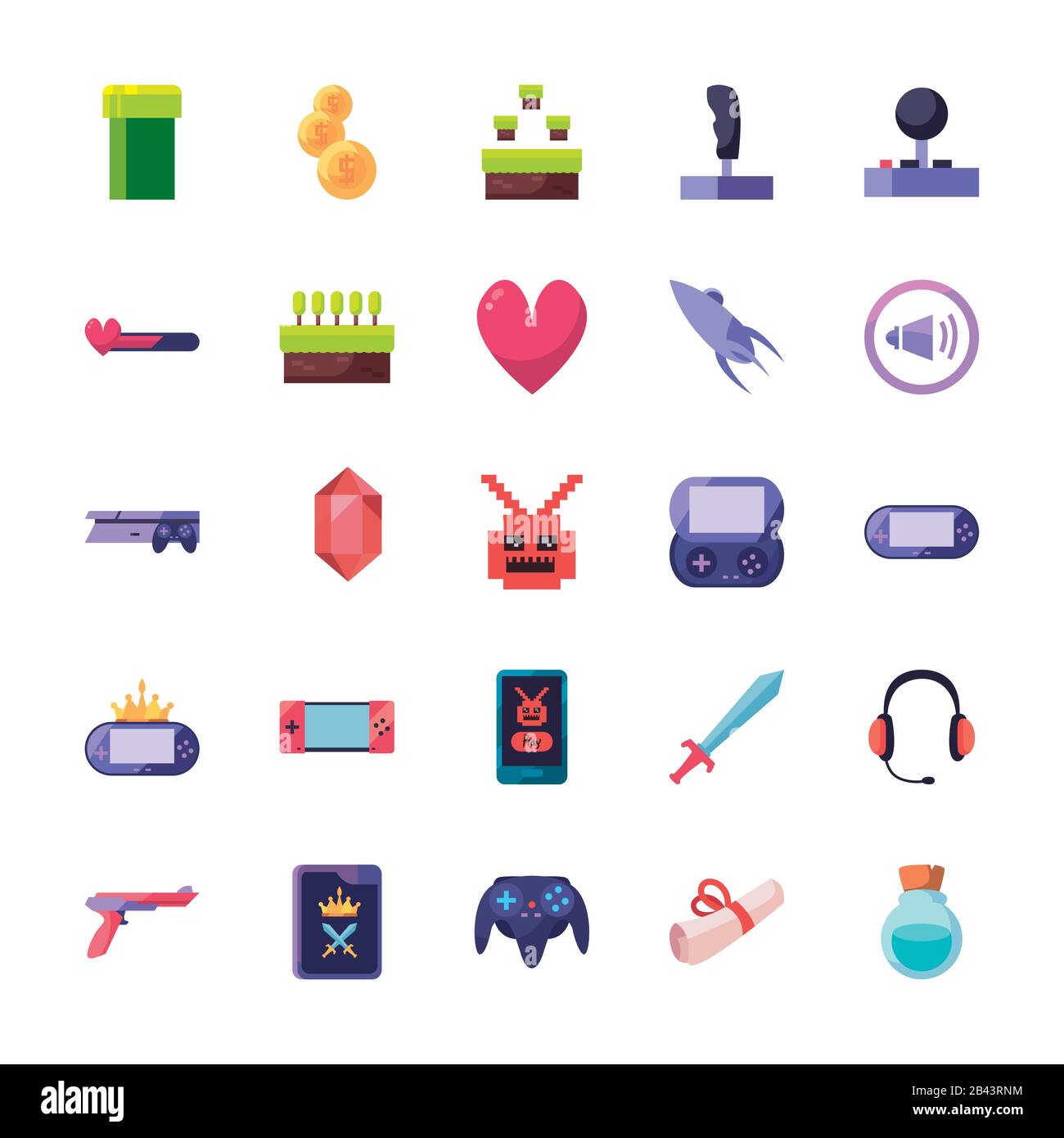 line style icon set design, Videogame play leisure gaming technology ...