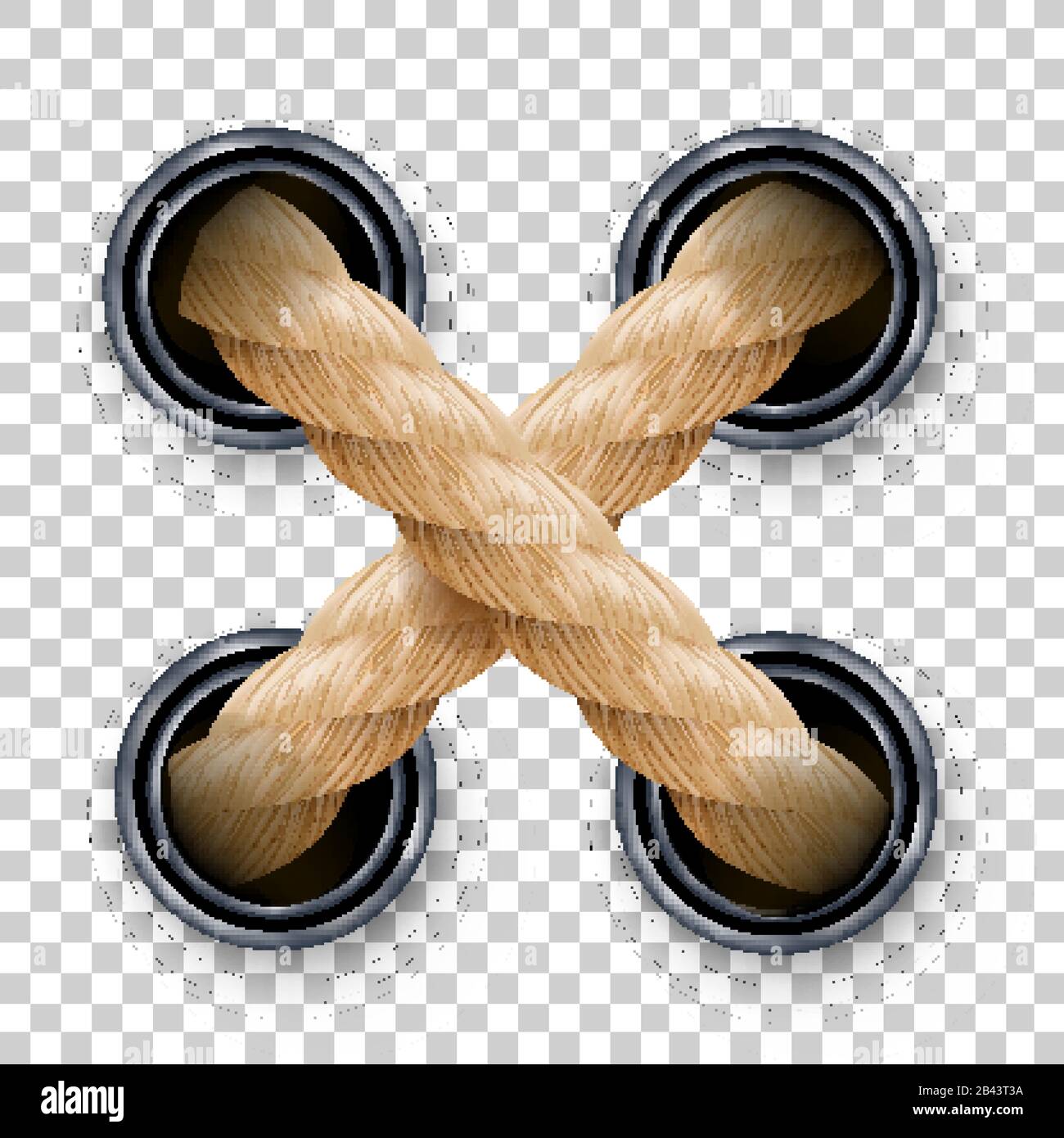 Cross Ropes Or Strings With Metallic Holes Vector Stock Vector Image ...