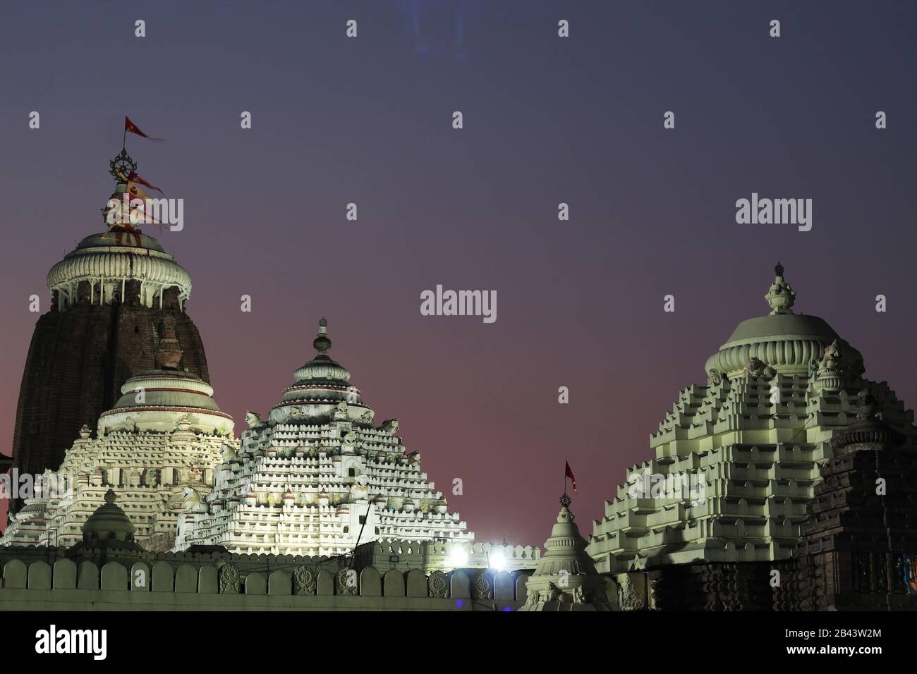 Lord jagannath temple puri at night with colorful blue sky background ...