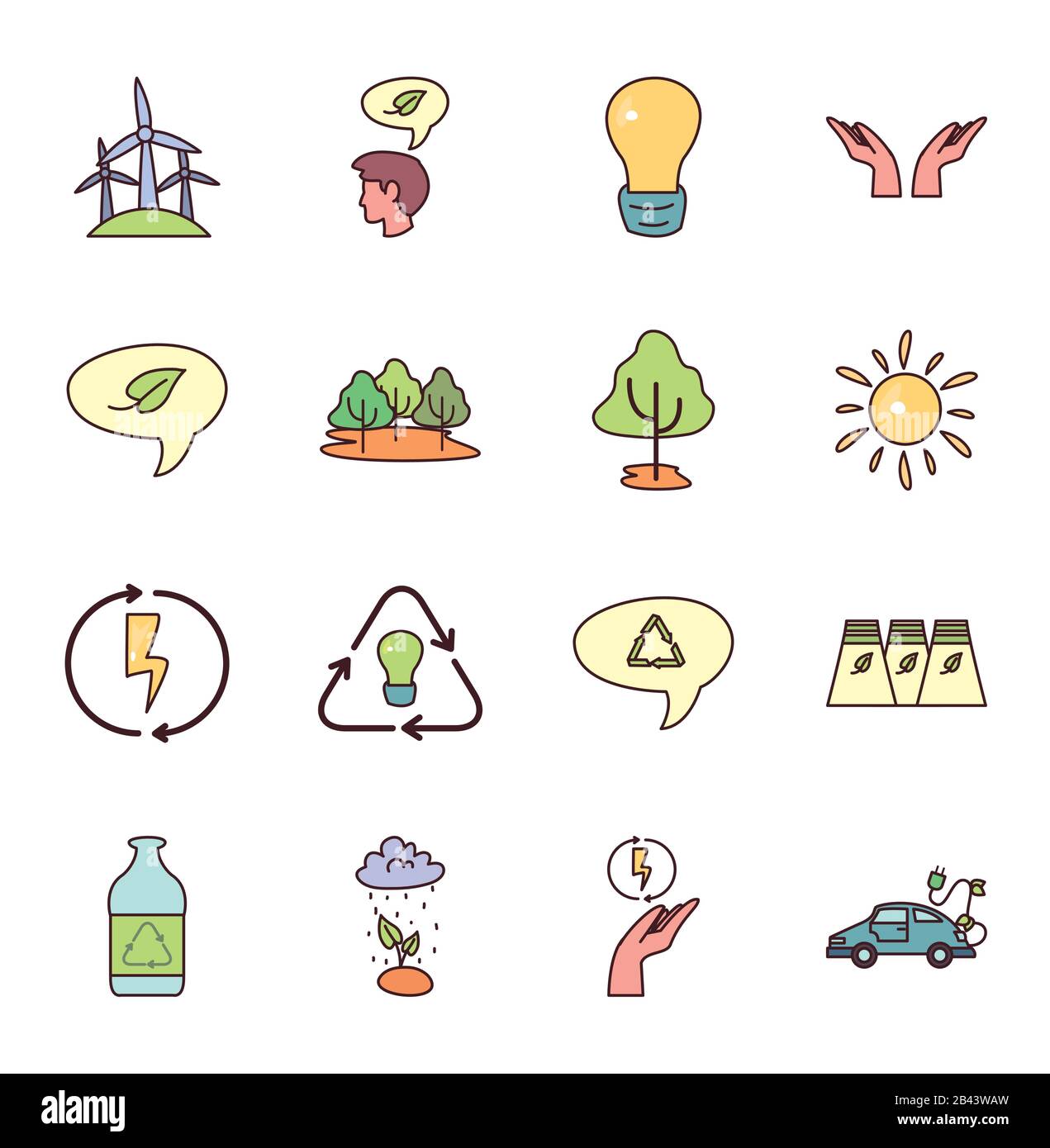 fill style icon set design, Ecology eco save green natural organic ...