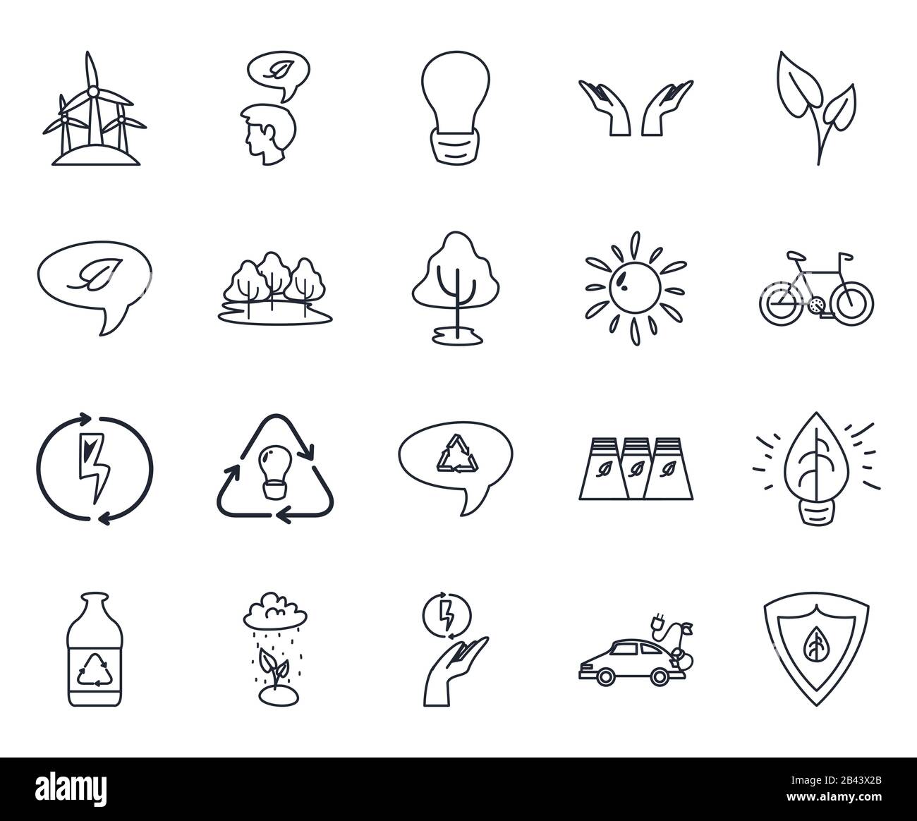 line style icon set design, Ecology eco save green natural organic ...