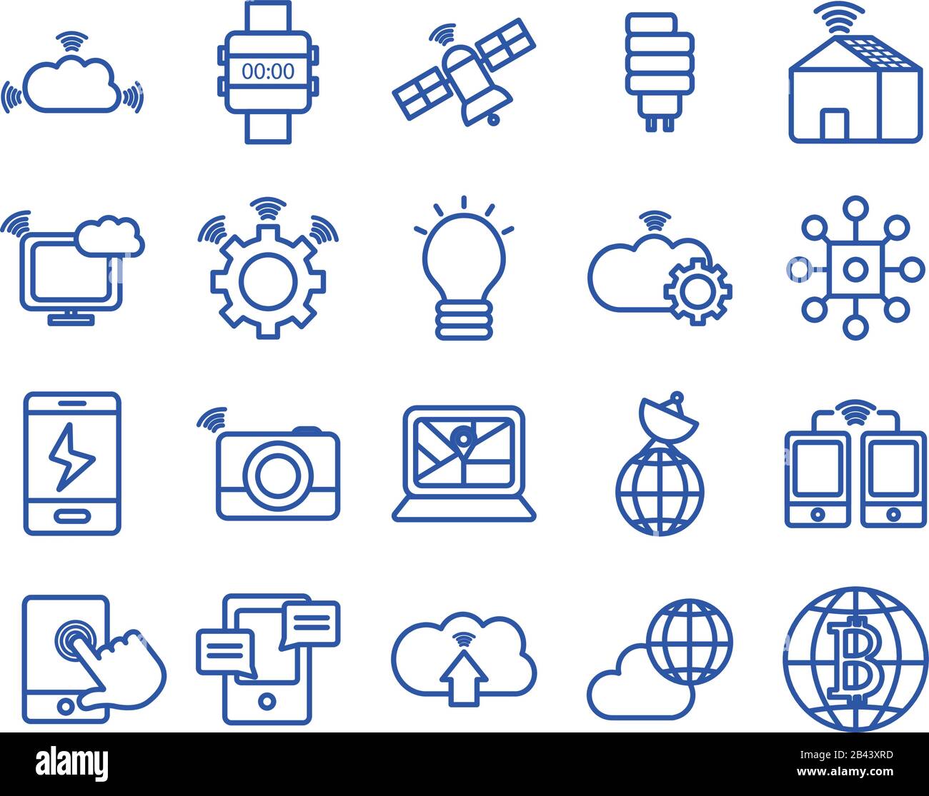 line style icon set design, technology internet digital communication ...
