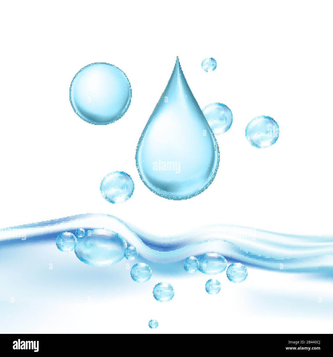 Falling Mineral Water Drop And Air Bubbles Vector Stock Vector Image ...