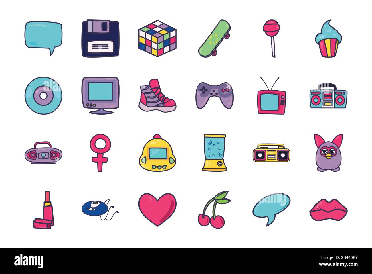 Retro Vector Icons Retro Objects Icons Collection Black White Design
