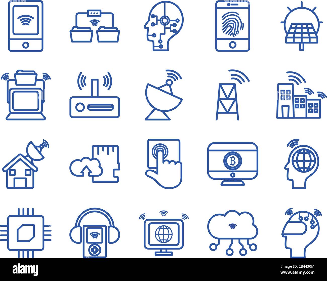 line style icon set design, technology internet digital communication ...