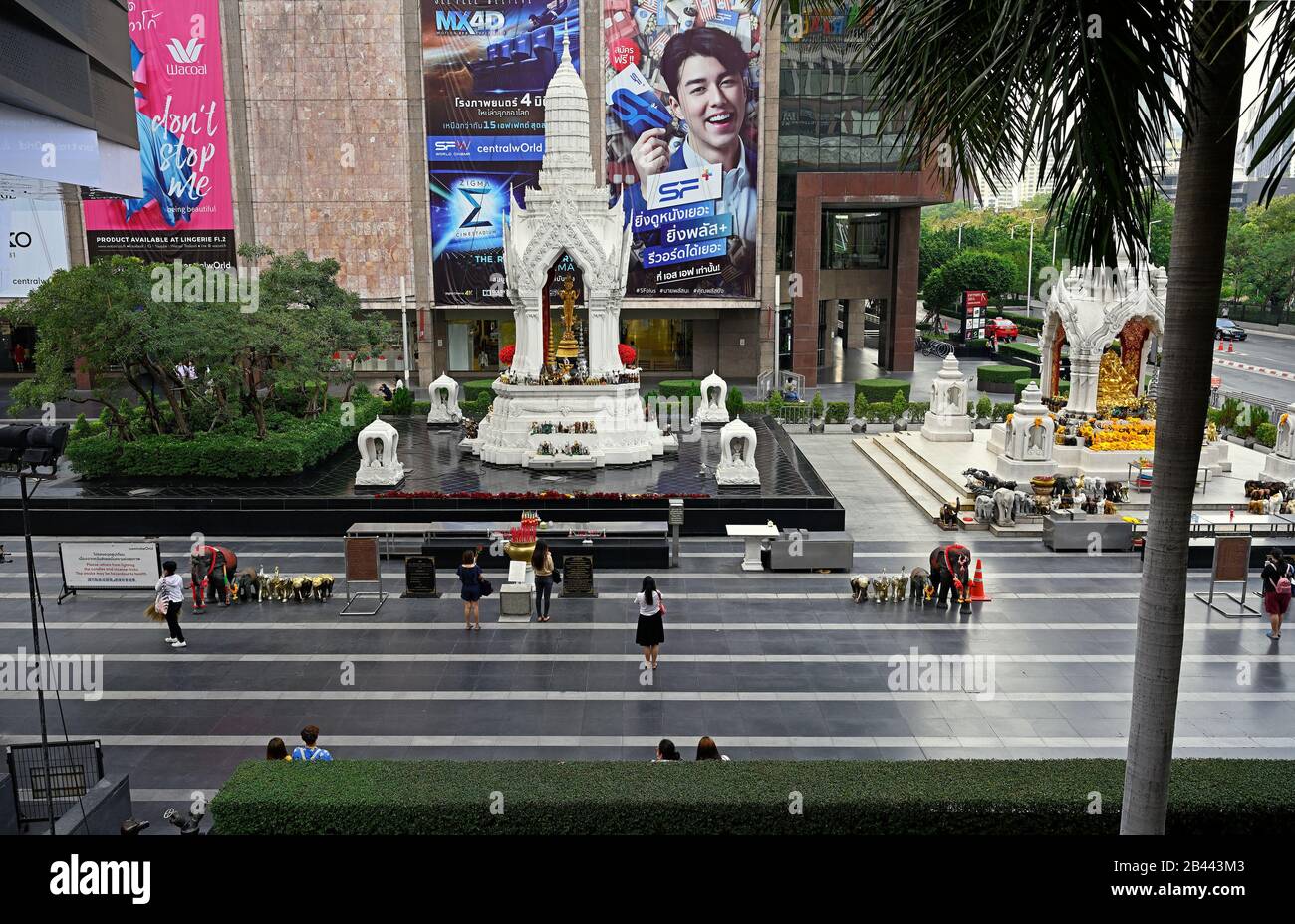 bangkok, thailand - 2020.02.18: trimurti and ganesha shrines at ...