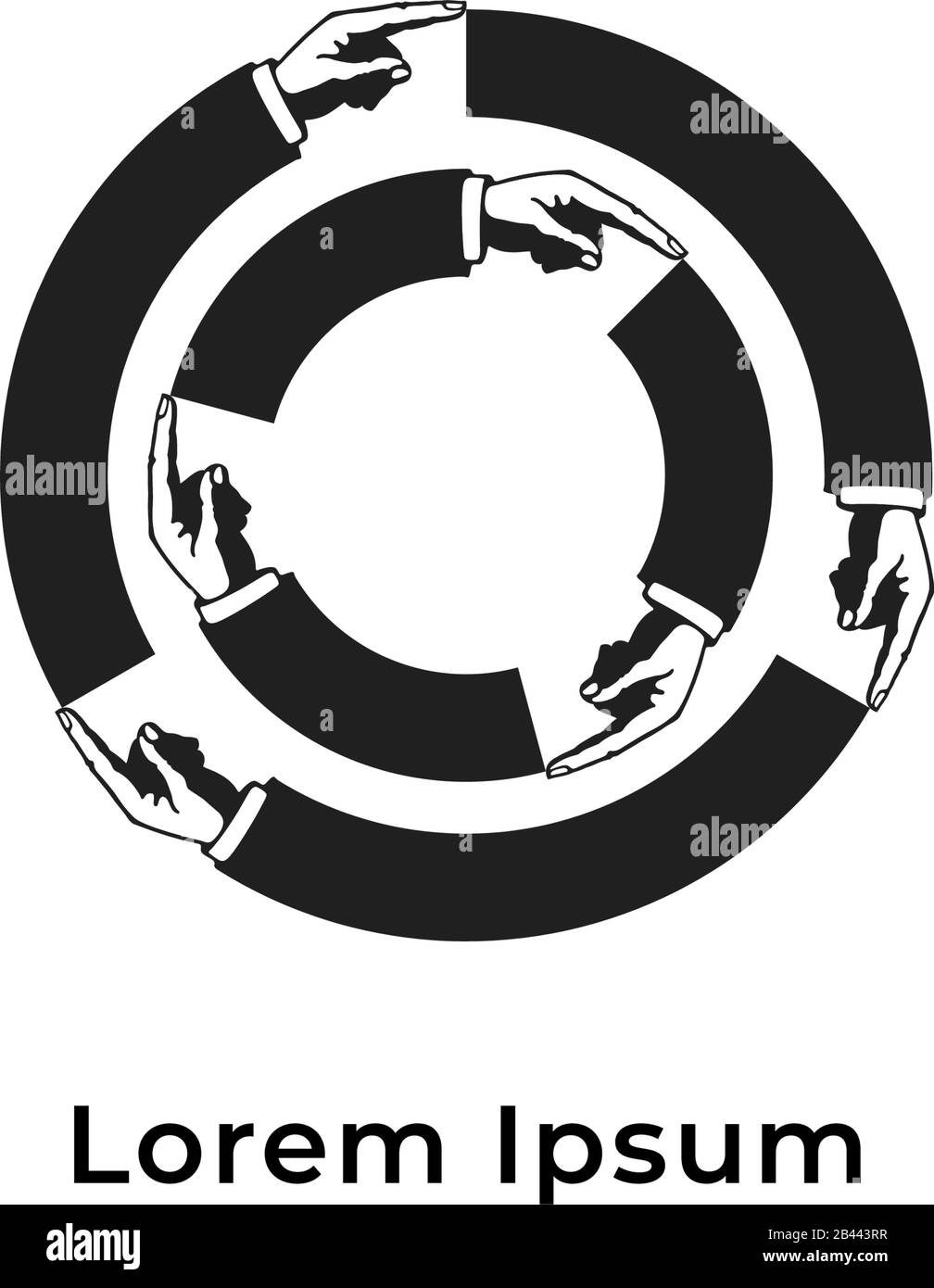 Two layers circle hand. Logo design template. Cycle, community ...