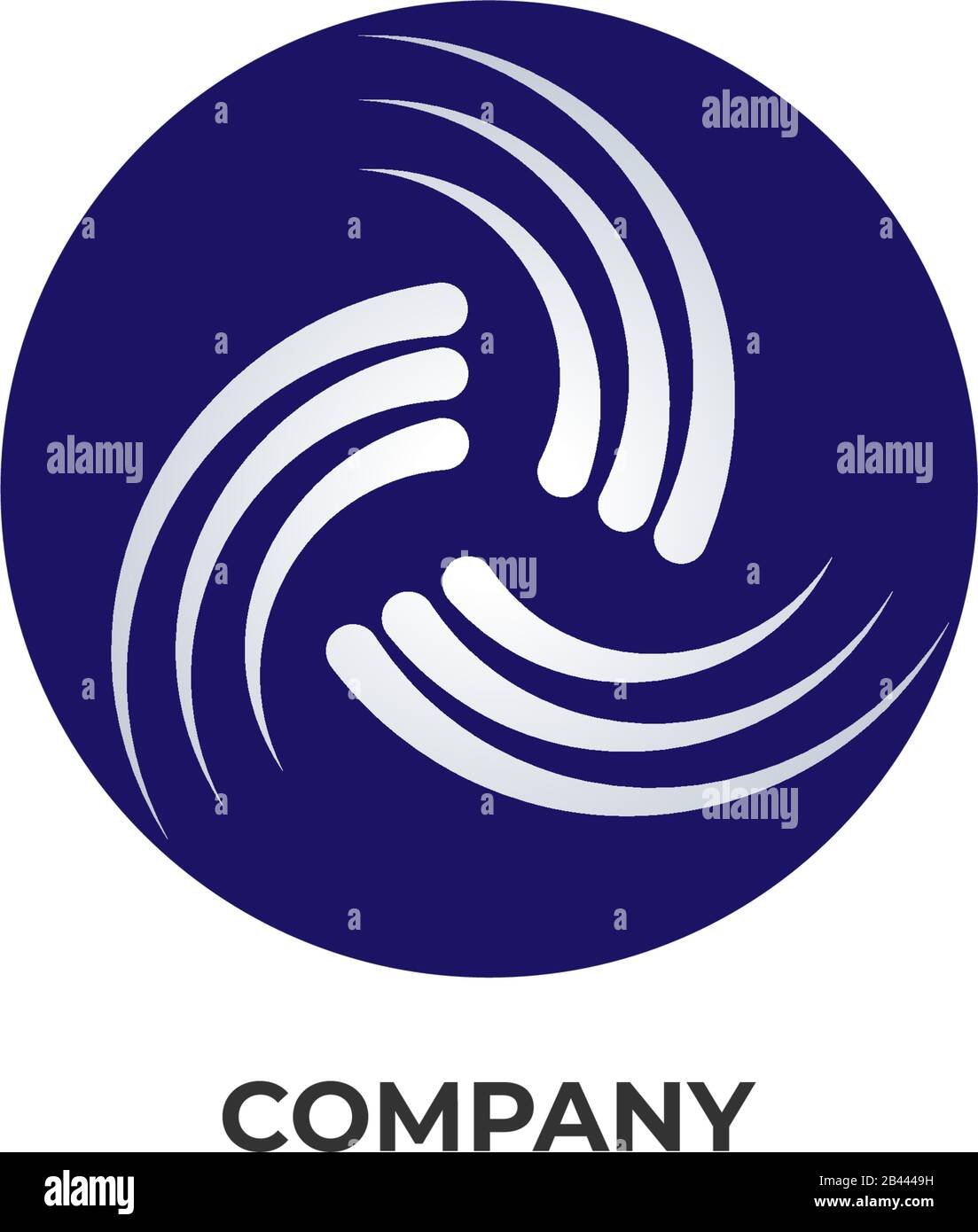 Abstract vortex illustration with navy blue ellipse shape behind. Logo ...