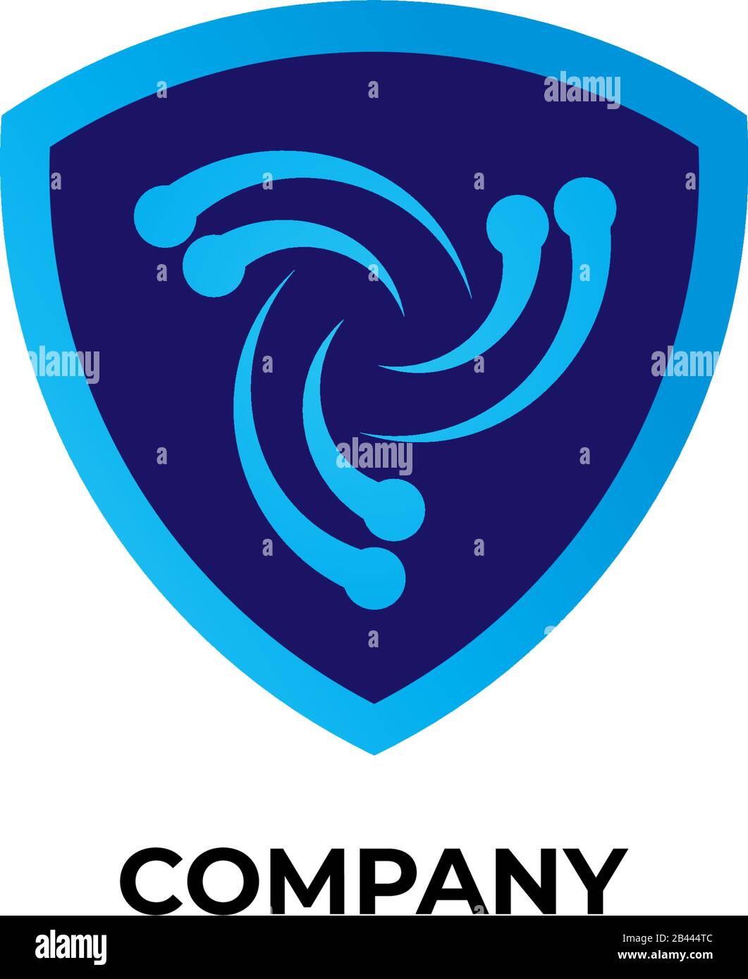 Blue Shield sign illustration with vortex icon inside. Logo Design ...