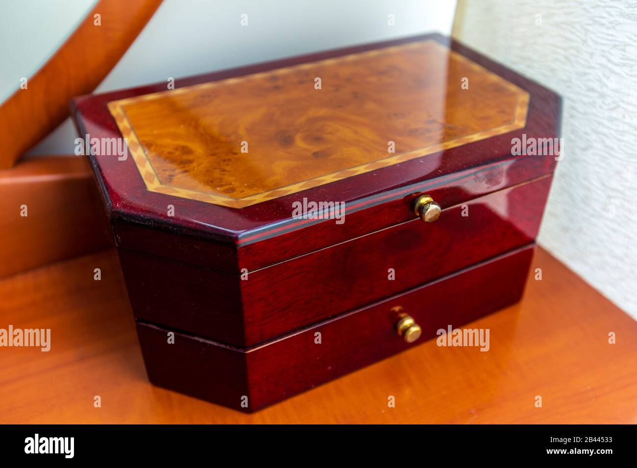 beautiful lacquered mahogany box Stock Photo - Alamy