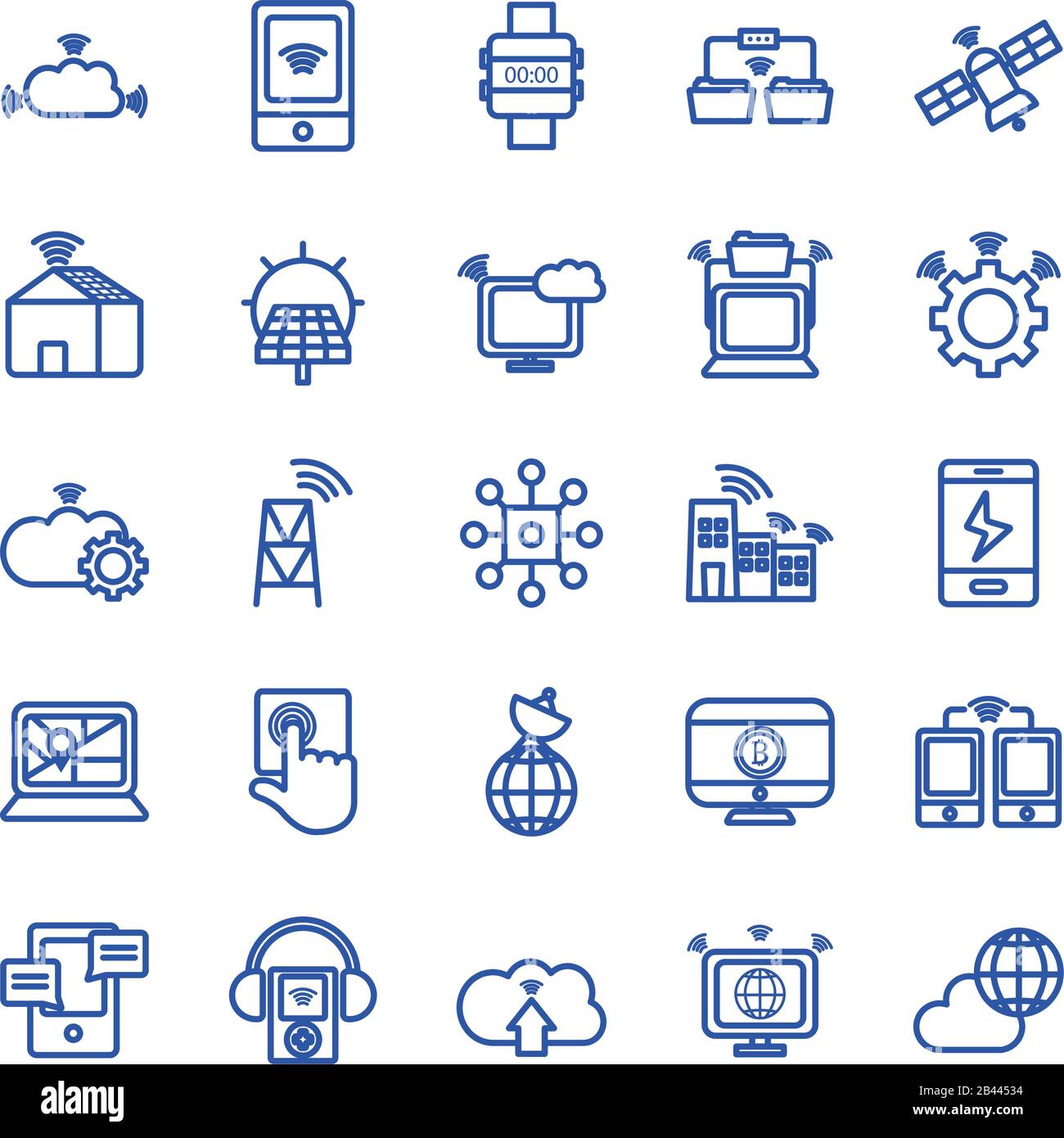 line style icon set design, technology internet digital communication ...