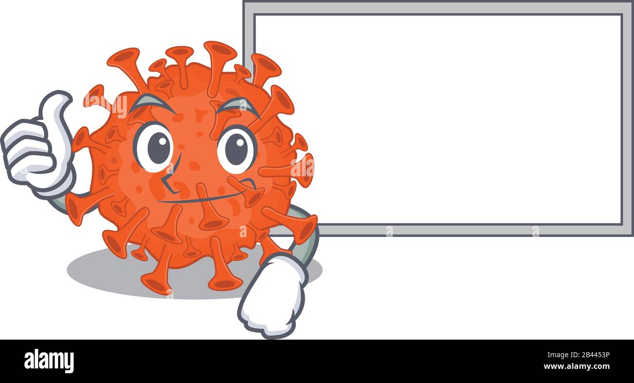 cute electron microscope coronavirus cartoon character Thumbs up bring ...