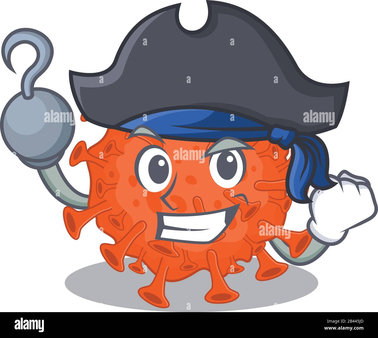 Cool electron microscope coronavirus in one hand Pirate cartoon design ...