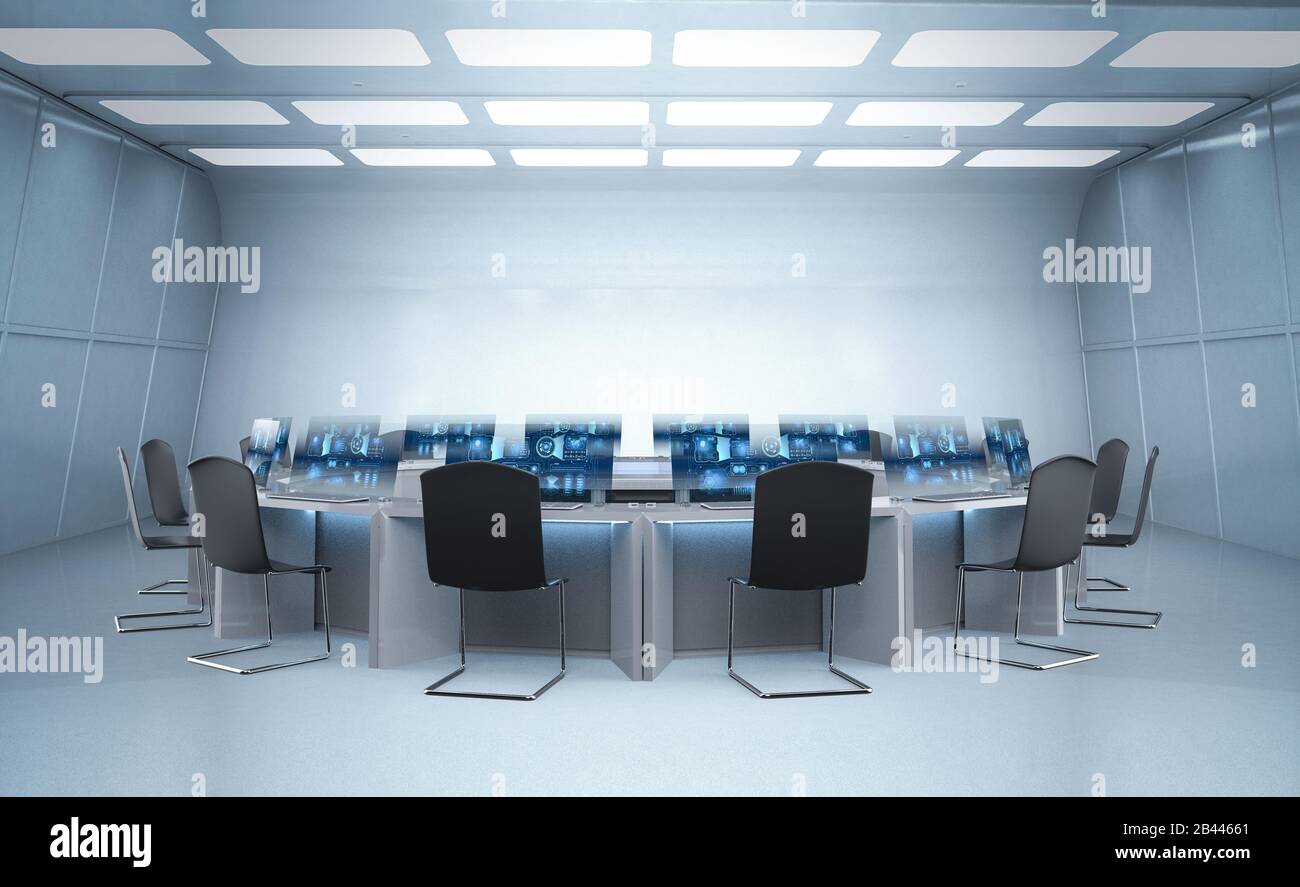 3d rendering futuristic workspace with glass monitor Stock Photo - Alamy