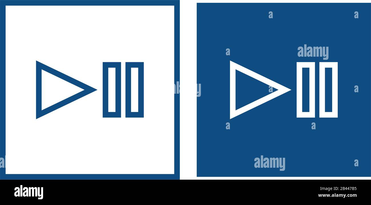 Arrow for play and pause. The symbol is located in a square frame ...