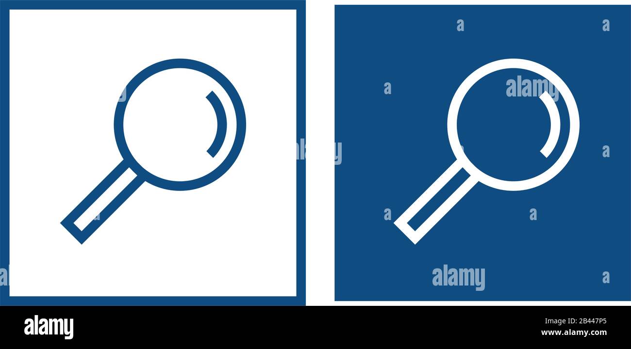 Search symbol with magnifier. The symbol is located in a square frame ...