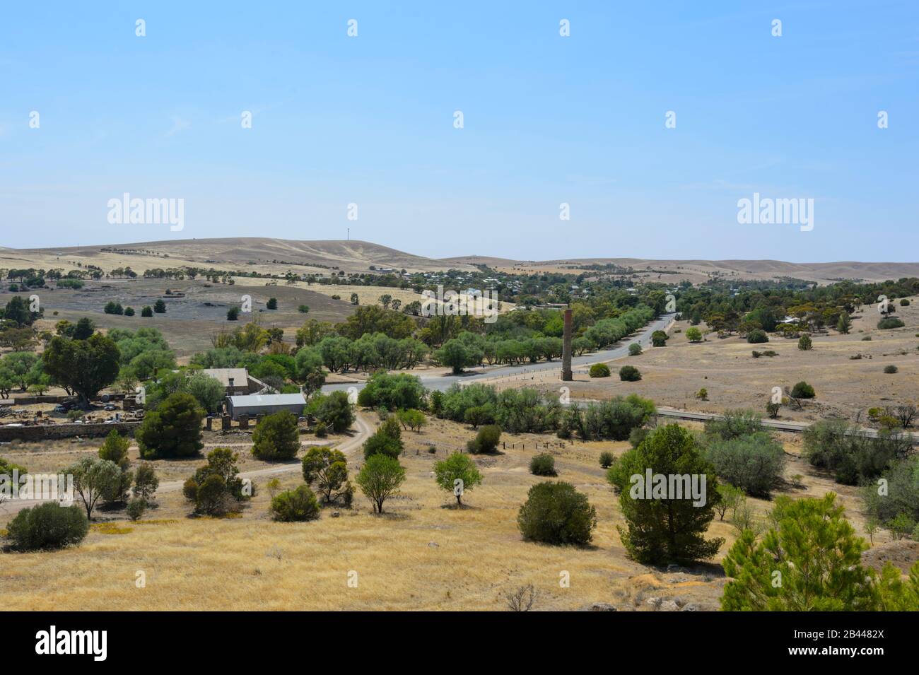 View over the small rural town of Burra, a former copper mining town ...