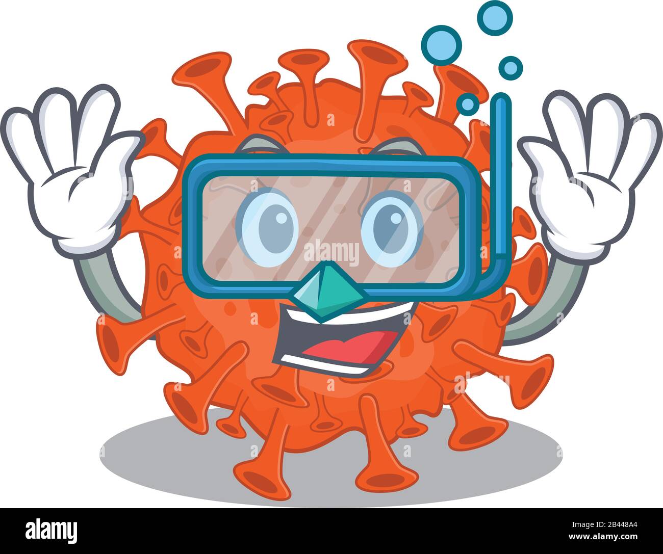 A cartoon picture featuring electron microscope coronavirus wearing ...