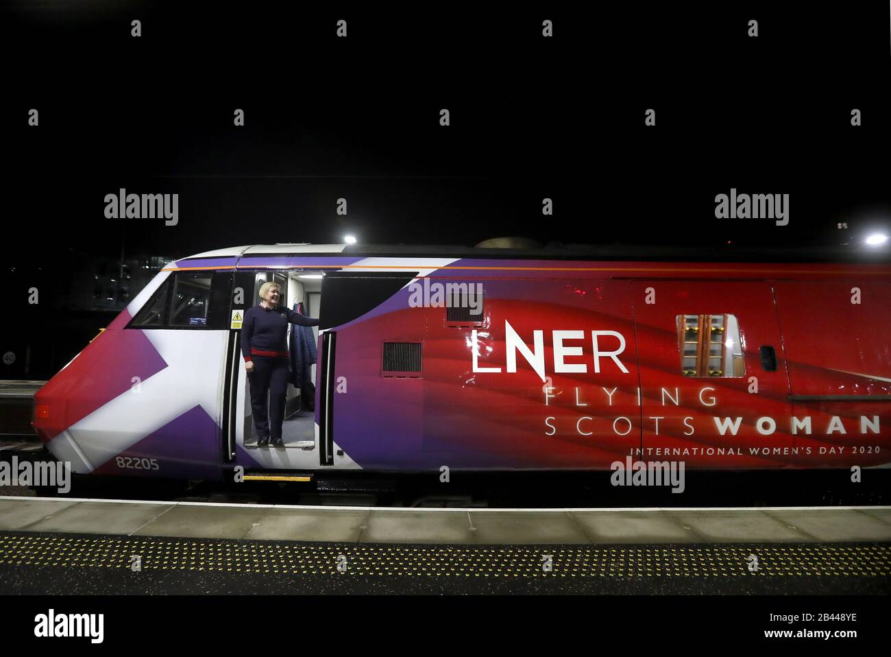 Driver Tori Weightman looks out from the cab of 'The Flying Scotswoman ...