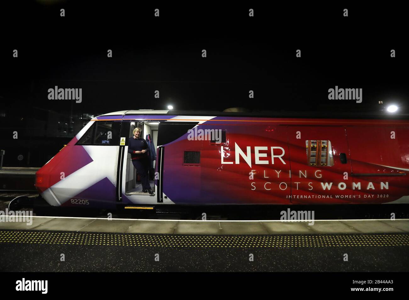 Driver Tori Weightman looks out from the cab of 'The Flying Scotswoman ...