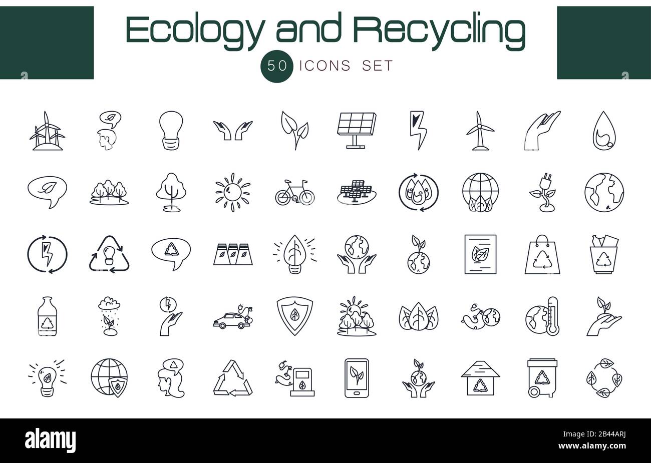 50 line style icon set design, Ecology eco save green natural organic ...