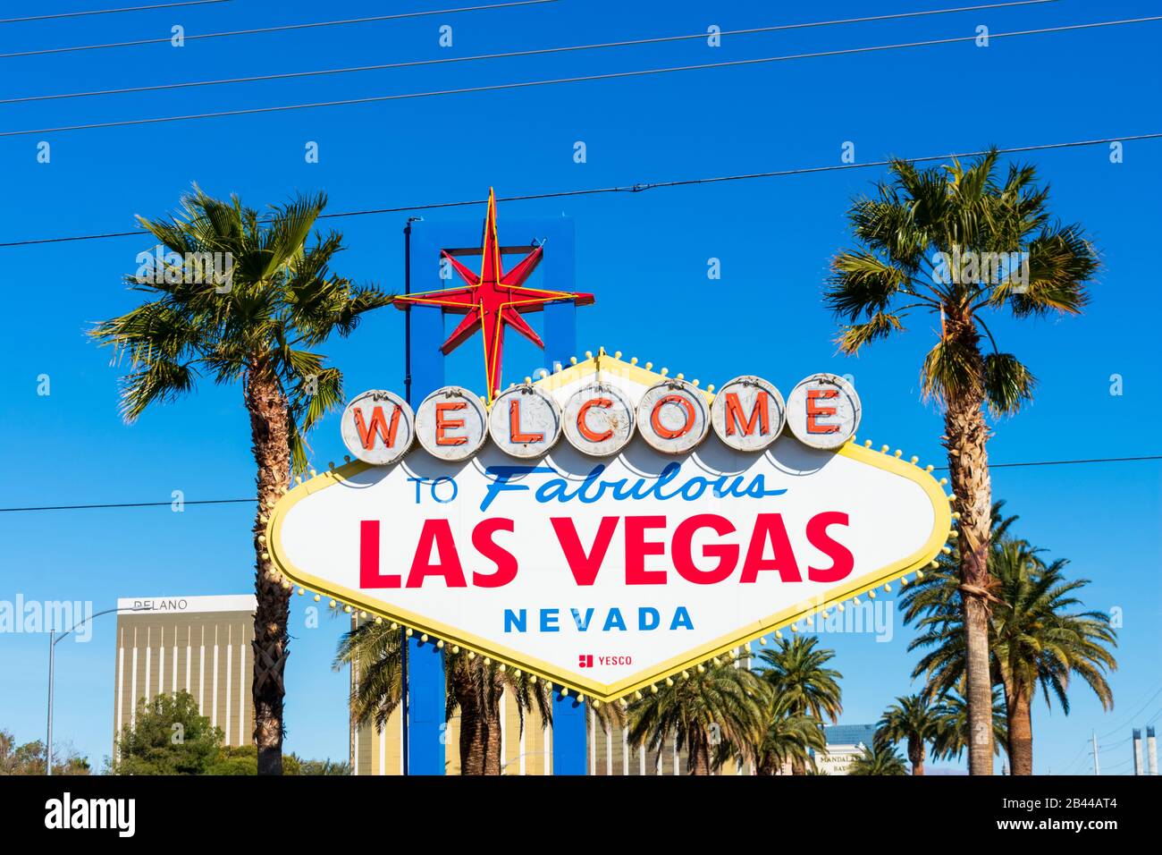 Welcome to Fabulous Las Vegas sign at The Strip on a bright sunny day ...