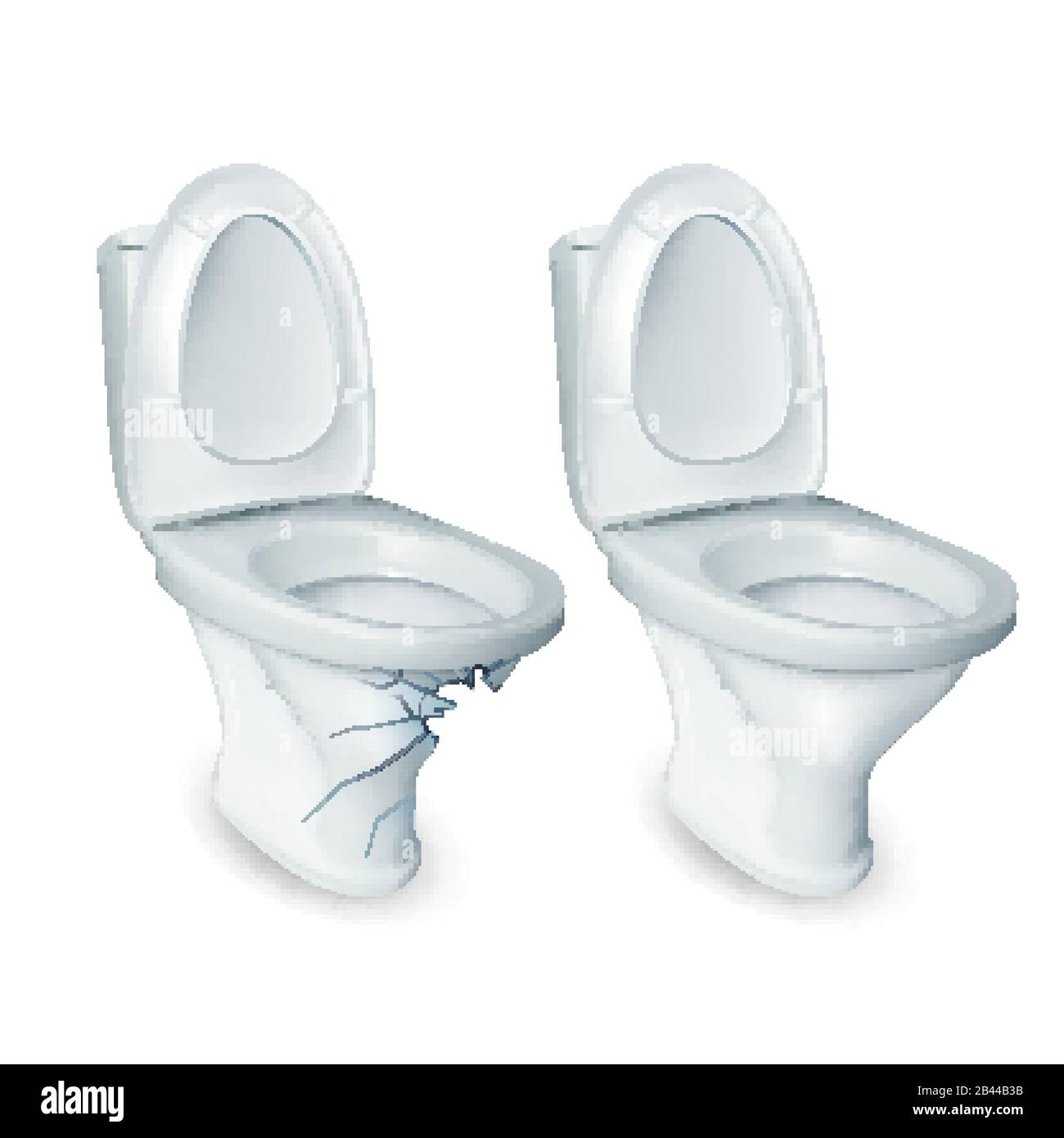 Toilet And Damaged Restroom Ceramic Bowl Vector Stock Vector Image ...